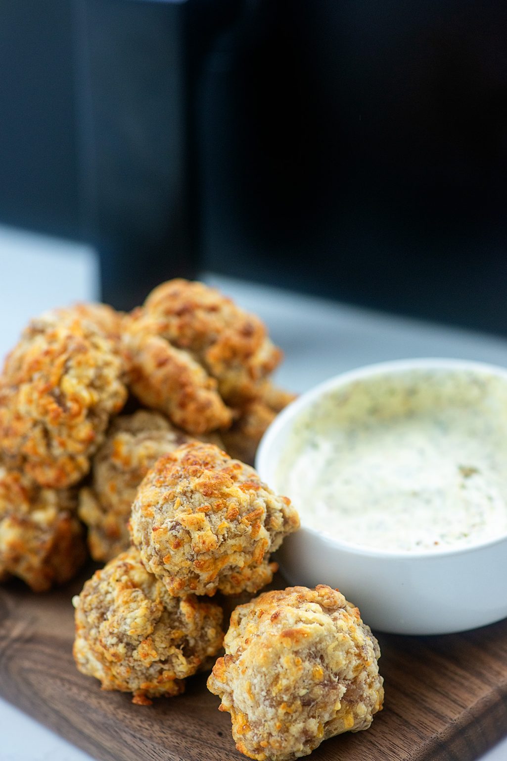 Cream Cheese Sausage Balls with Mustard Sauce | Airfried.com