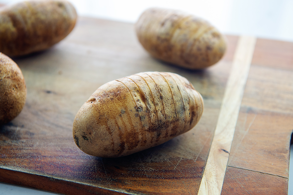 Cheesy Hasselback Potatoes with Bacon | Airfried.com